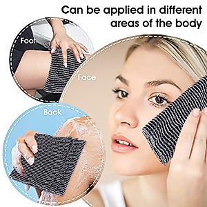 Sibba 1 Piece Exfoliating Body Scrubber Shower Wash Black Cloths Loofah Net Back Bath Exfoliator Washer Towel Skin Care Tool Scrub Face Washcloths Men Women