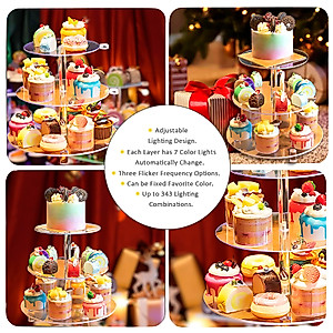 MYHAPL LED Acrylic Cupcake Stand,Square Clear Cupcake Tower Display Stands for Halloween Party, Christmas,Wedding, Party, Baby Shower,Get-Together(3 Tier Round)