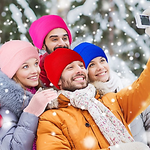 48 Pcs Bulk Winter Knit Beanies Gloves Men Women Warm Beanie Touchscreen Gloves Set Cozy Winter Accessories (Bright Color)