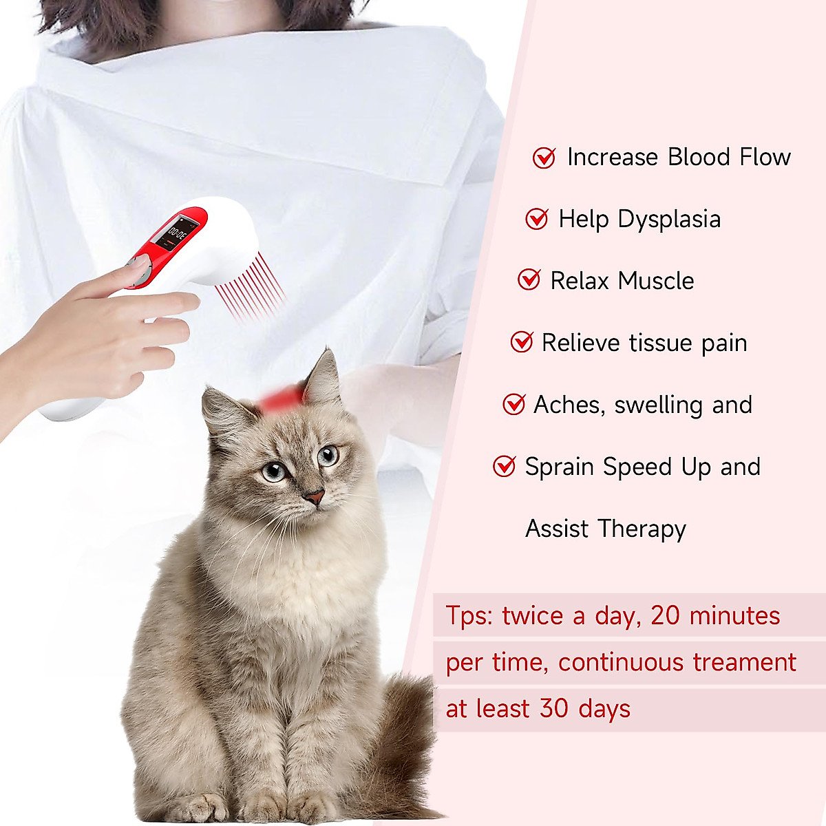 Portable Infra Red Cold Laser Light Therapy Device for Dog Pain Relief 5000mAh Low Level Infrared Laser Therapy Machine Pet 808 650nm Professional Vet LLLT Horse Healing Treatment Home Muscle Relax