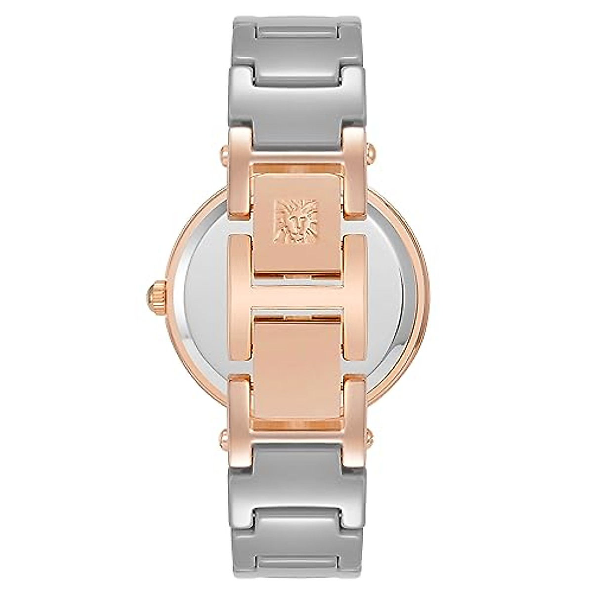 Anne Klein Women's Genuine Diamond Dial Ceramic Bracelet Watch,Taupe/Rose Gold