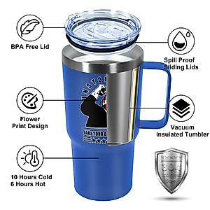 Icesip 20 oz Coffee Travel Mug with Handle, Double Wall Stainless Steel Vacuum Tumbler spill proof, insulated cup coffee mug with lid, straw and handle, Blue 1Pack