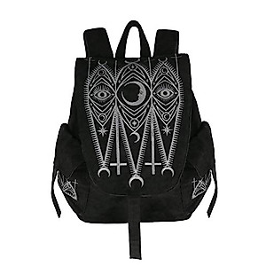 Restyle Cathedral Gothic Occult Crescent Moon Vegan Suede School Uni Backpack