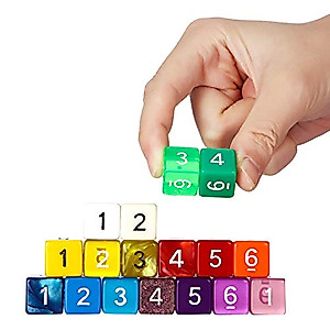 TecUnite 25 Pieces Polyhedral Dice Set 6 Sided Game Dice Set with Black Pouch for Table Games (Colorful)