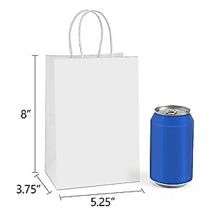 BagDream Kraft Gift Paper Bags 25Pcs 5.25x3.75x8 Inches Small Paper Gift Bags White Paper Bags with Handles Paper Shopping Bags Party Favor Bags 100% Recyclable Kraft Paper Bags Sacks