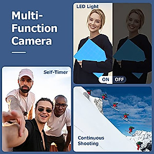 Digital Camera for Photography, Vlogging Camera with 2.7K Full HD, 30MP YouTube Camera with 180 Degree Rotation 3.0 Inch Flip Screen, 4P Lens, 32GB SD Card and 2 Batteries（Focus Fixed）