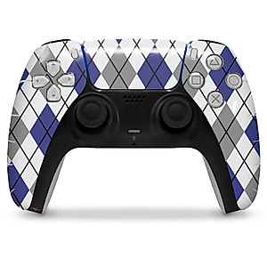 WraptorSkinz Skin Wrap compatible with Sony PS5 DualSense Controller Argyle Blue and Gray (CONTROLLER NOT INCLUDED)