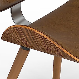 SIMPLIHOME Marana 18 Inch Wide Mid Century Modern Dining Chair in Deep Tan Vegan Faux Leather, For the Dining Room