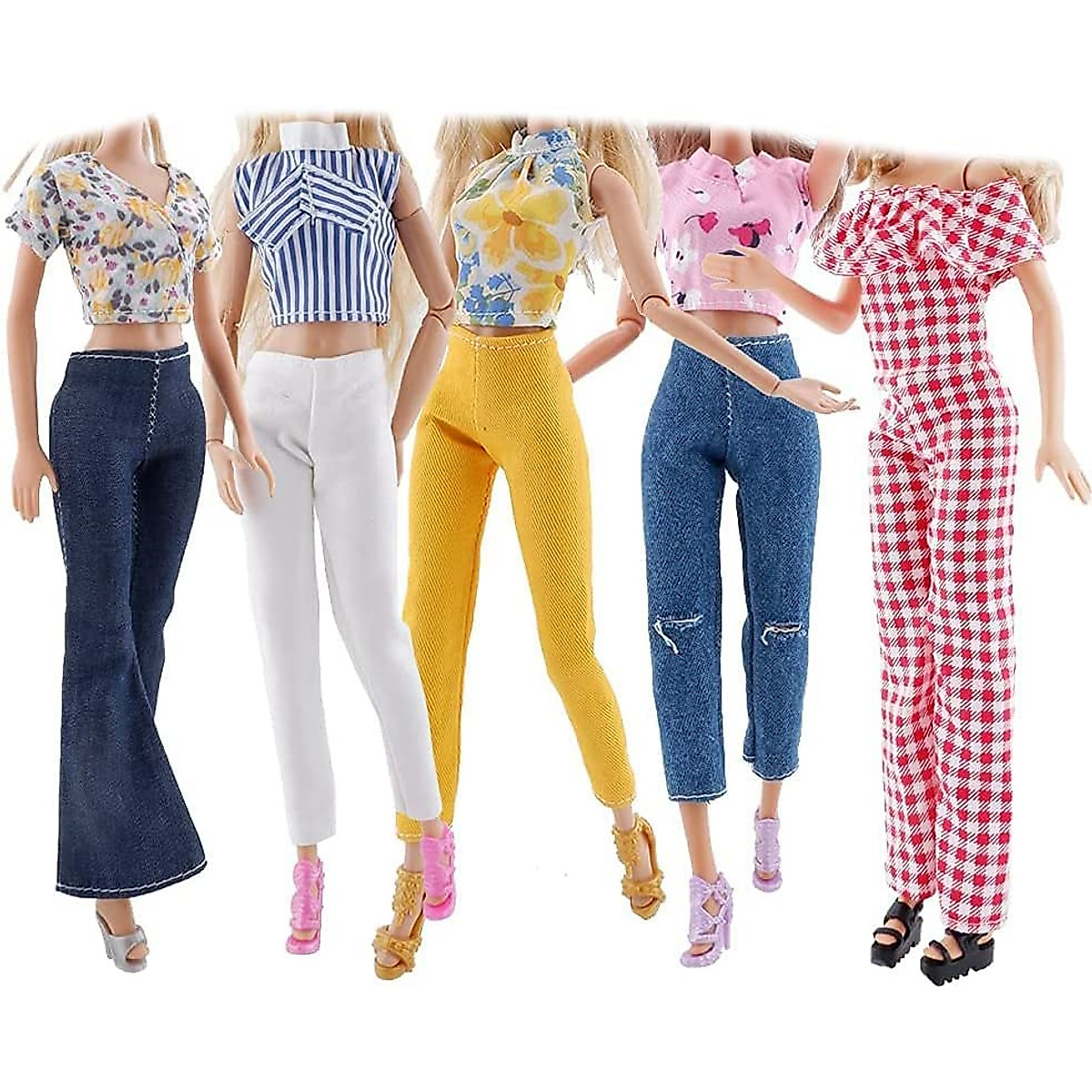 YAMASO 5 Sets Doll Clothes Fashion Wear Outfits withs 5 Pairs Shoes for 11.5-Inch Girl Doll (Random Style)