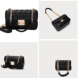 Jopchunm Crossbody Bags for Women Quilted Shoulder Purse with Convertible Chain Strap Classic Satchel Handbag