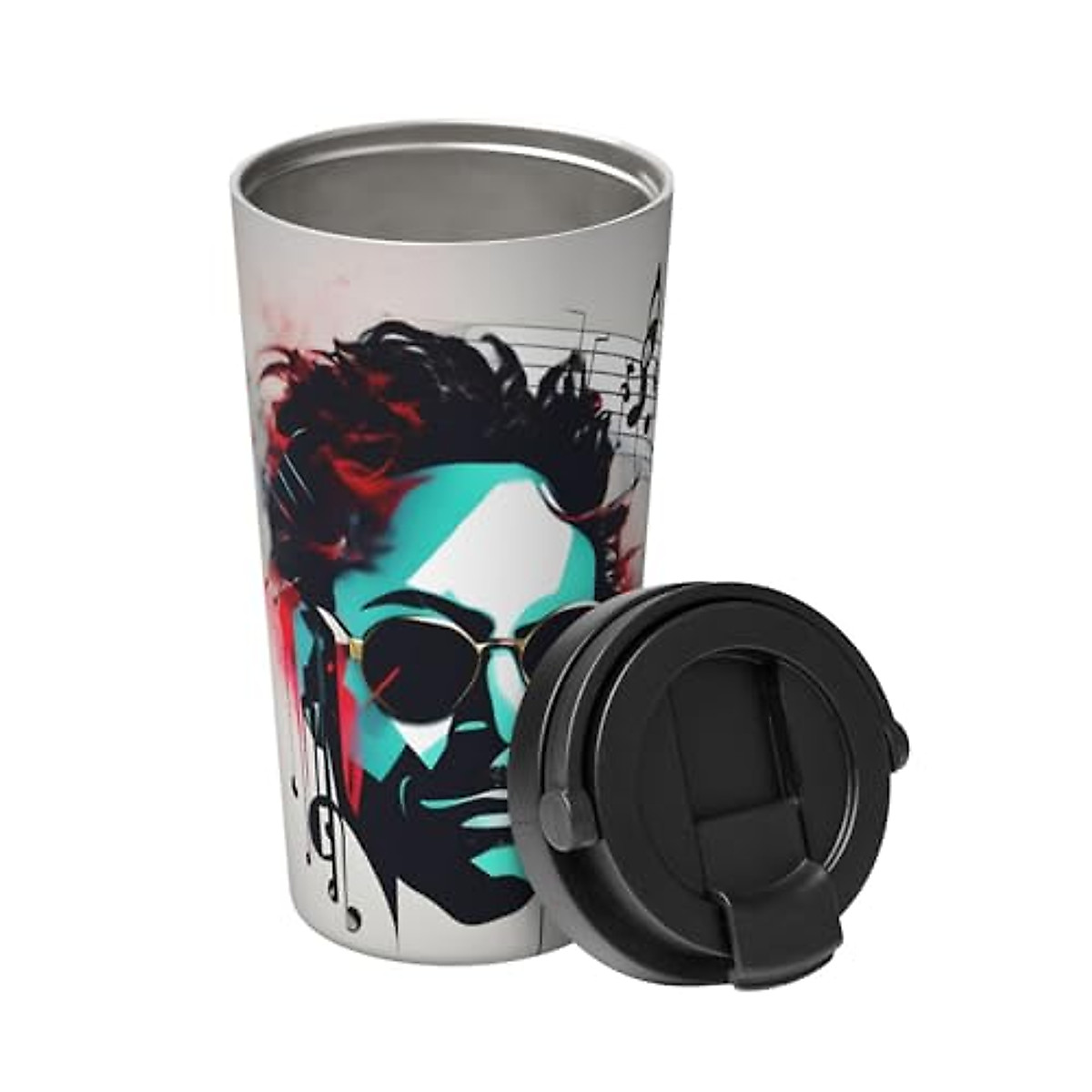 WANGXUEE Music Note Print 500ml Stainless Steel Travel Tumbler Double Wall Vacuum Insulated Coffee Mug