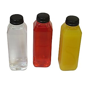 Decony Plastic Juice Bottles - 8 Pcs 16Oz Juice Bottles with with Tamper Evident Caps, Labels & Straws- Reusable Juice Bottles for Juicing Smoothie & Homemade Beverages