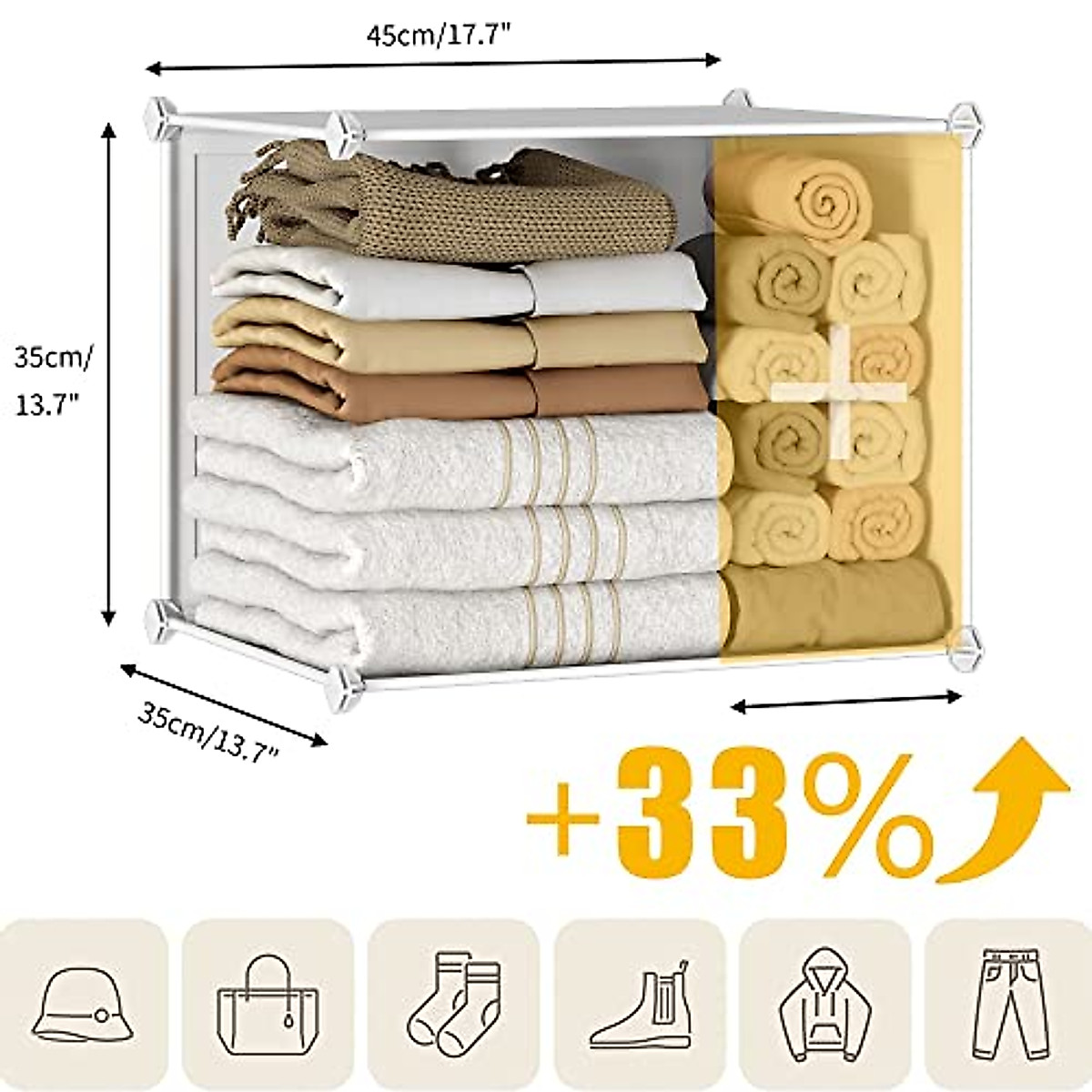 JOISCOPE Portable Closet for Hanging Clothes, Combination Armoire, Modular Cabinet for Space Saving, Ideal Storage Organizer Cube for Books, Toys, 10 Cubes