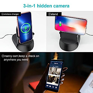 Wlofoisz Hidden Camera Spy Camera WiFi Wireless Phone Charger, Nanny Spy Cam Motion Activated,HD1080P/4K (Rotate Lens) with 250°Viewing Angle, camaras espias ocultas for Home Office Security(2.4/5G)
