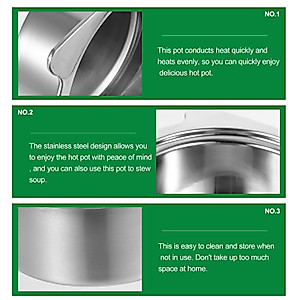 HEMOTON Shabu Hot Pot Stainless Steel Chinese Induction Shabu Pot Soup Bowls Stock Pot for Induction Cooktop Gas Stove (Silver) 24X19X8CM