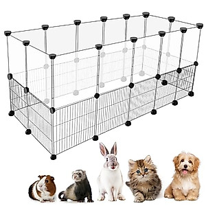 FHTONGE Extra Large Rabbit Playpen Indoor, 11 Sq Ft C&C Guinea Pig Cage Habitat, Small Animal Playpen Raised Guinea Pig Playpen for Chinchilla Hamster Hedgehog Ferret Puppy Kitten Rat Bunny