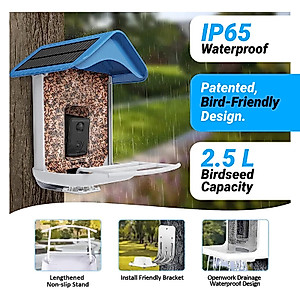 Sainlogic Free AI Smart Bird Feeder with 1080P HD Camera, Camera Bird Feeder Identify Bird Species with 2 Solar Panels, Video Bird Feeder with WiFi & Motion Detection, Smart Bird Feeders as Gifts