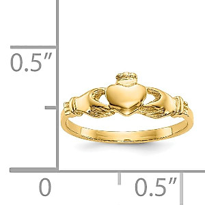 14K Yellow Gold Irish Heart Love Claddagh Ring Size 1