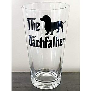 The Dachfather - Gift for Wiener Dog Lover - Dachshund Weiner Dog Dad - 16oz Pint Drinking Cup Beer Glass
