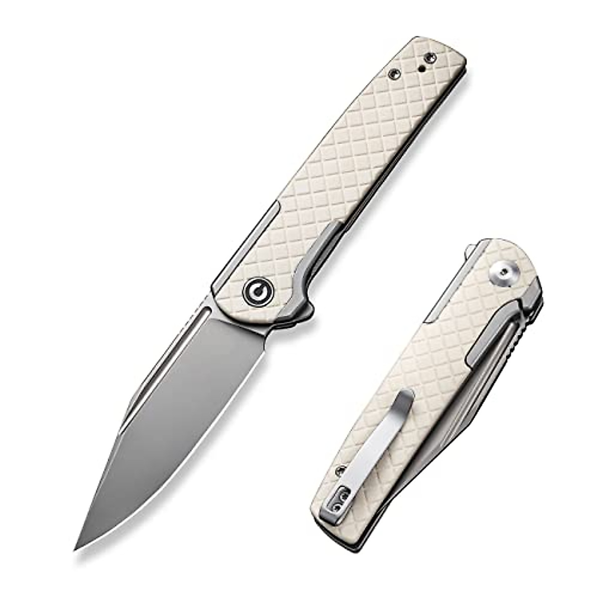 CIVIVI Cachet Folding Pocket Knife, 3.48 inch 14C28N Blade Stainless Steel With G10 Inlay Handle Reversible Pocket Clip, EDC Knife for Utility Hiking Camping Fishing Work C20041B-2