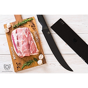 Dalstrong Butcher Knife - 10 inch - Shadow Black Series - Black Titanium Nitride Coated - High Carbon 7CR17MOV-X Vacuum Treated Steel - Breaking Kitchen Knife - Sheath - Slicing Knife - NSF Certified
