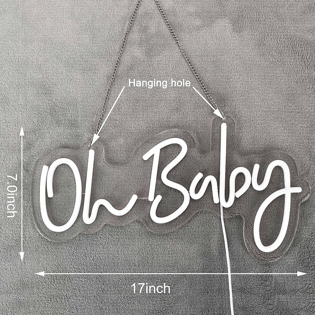 Oh Baby Neon Signs for Wall Decor, LED Neon Lights Sign for Bedroom Room Baby Shower Decorations, Birthday Party(Warm White,17x9inches)