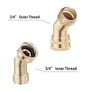 Jeeker 45 Degree Garden Hose Elbow, Eliminates Stress and Strain On RV Water Intake Hose Fittings, 3/4" GHT and Solid Brass, 2 Pack