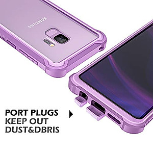 Dexnor Galaxy S9 Case with Screen Protector Clear Military Grade Rugged 360 Full Body Protective Shockproof Hard Back Cover Defender Heavy Duty Bumper Case for Samsung Galaxy S9 - Purple