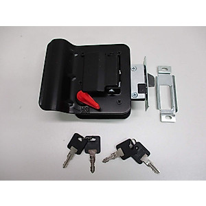 RV Camper Trailer Black Entry Door Handle Latch Keyed Lock w/Deadbolt / 4 Keys