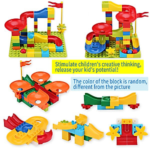 162 PCS Marble Run Building Blocks with 6 Balls Classic Big Blocks STEM Toy Kids Puzzle Compatible with All Major Brands Bricks Set, Ramps, Funnels for Boys Girls Age 4 5 6 7 8+