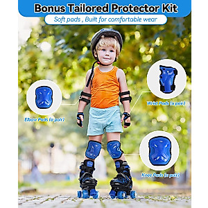Roller Skates for Boys 4 Sizes Adjustable, Sportneer Light Up Kids Roller Skates for Age 3-5 6-12 Roller Skates with Protective Gears Illuminating Wheels Gift for Kids Toddler Beginner