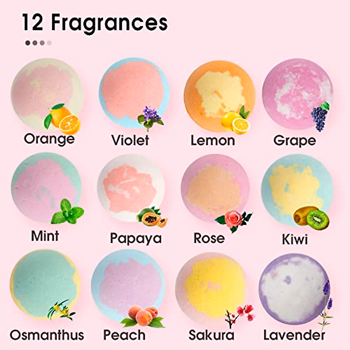 iHave Bath Bombs for Women, 12 Small Bath Bomb Bubble Bath Set Spa Gifts for Women, Natural Handmade Bath Bombs Rich in Essential Oils, Romantic Gifts for Her