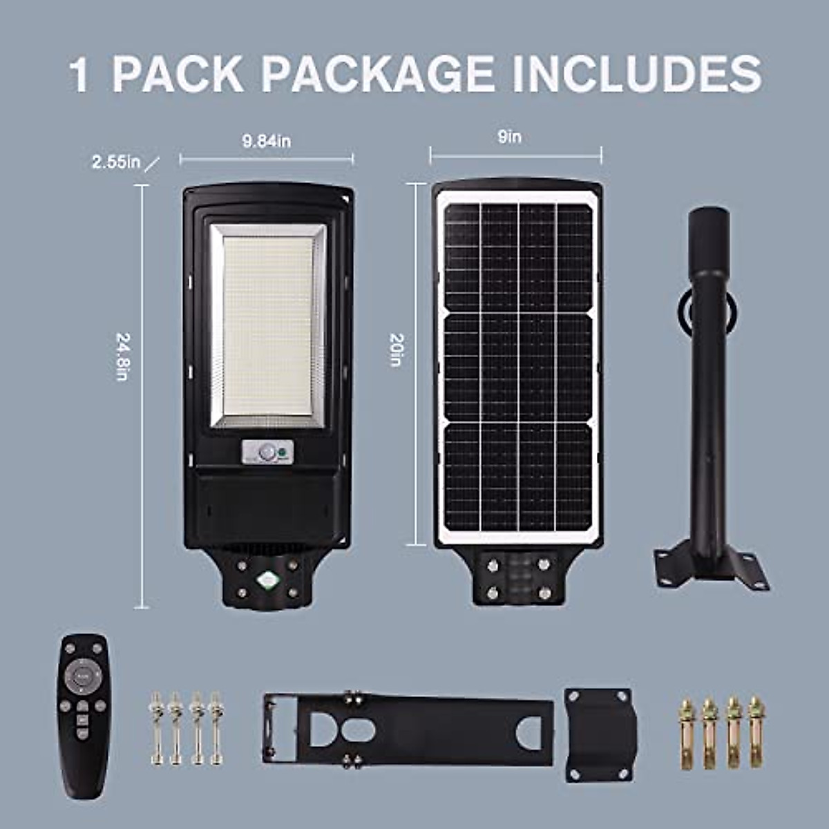 KingHe Solar Street Lights Outdoor Waterproof- 800W Dusk to Dawn Solar Parking Lot Lights,Security Flood Lights with Motion Sensor Control for Yard, Path, Garage,Home, Commercial Grade