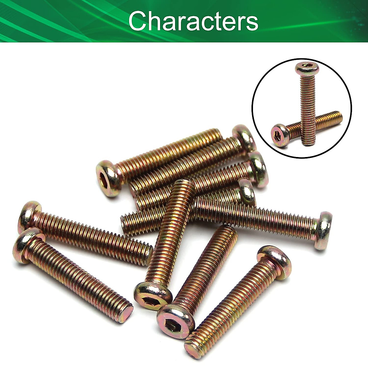 Yinpecly M8 x 40mm Hex Socket Flat Head Screws Furniture Bolts Fastener Full Thread Carbon Steel Colorful 10pcs