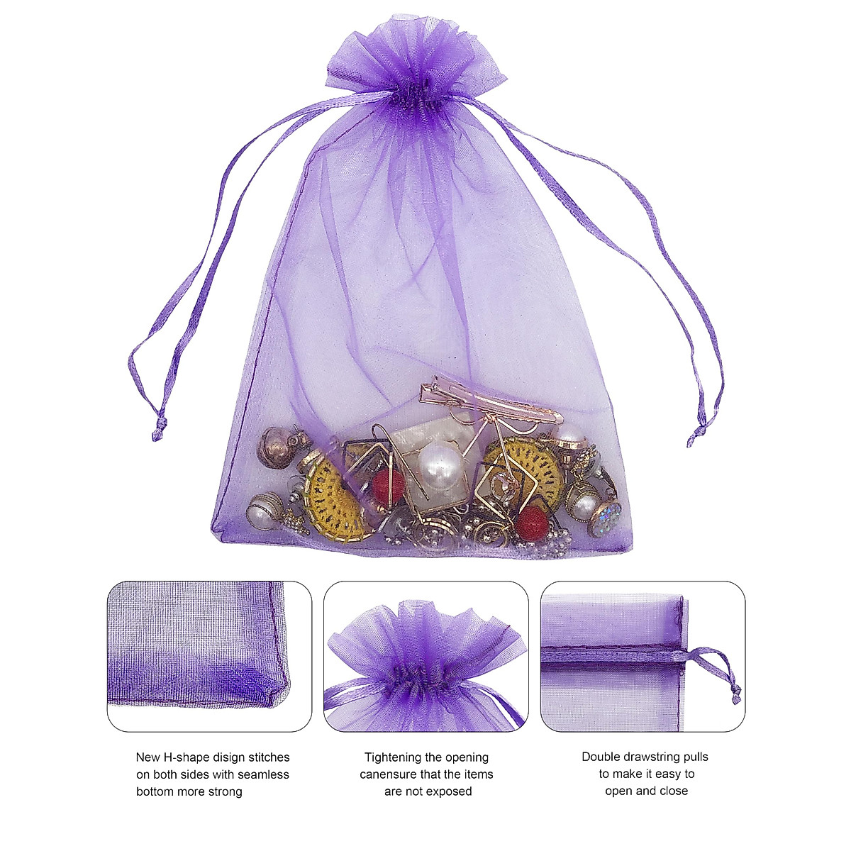 Jexila 120PCS Sheer Organza Bags 5X7 inches Mesh Drawstring Gift Bags Small for Jewelry Wedding Party Baby Shower Favor Bags (Rainbow 5X7)