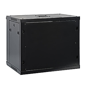 AEONS Professional Wall Mount 19-Inch IT Server Rack Network Cabinet Enclosure 9U 16" Switch-Depth Glass Door Black