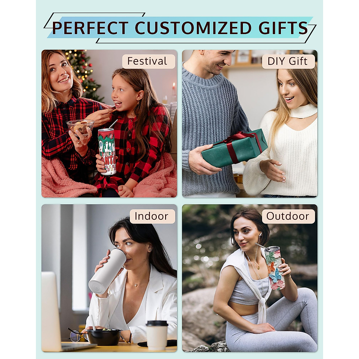 OFFNOVA 10Pack Sublimation Tumblers Blank, 20oz Skinny Straight Tumbler Bulk for Heat Transfer, Double Wall Insulated Tumbler with Individually Boxes, Shrink Wrap, Cleaning Brush