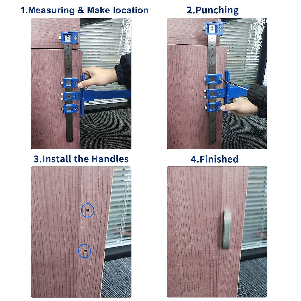 SYITCUN Cabinet Hardware Jig,Cabinet Handle Template Tool of Door Drawer Handle and Pulls,Cabinet Knob Template Tool,Drawer Pull Jig,Cabinet Hardware Template Tool Set with Storage Bag