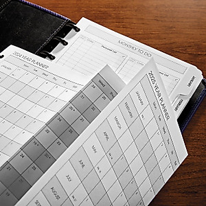 Levenger Circa Monthly Tabs & Pullout Calendar, Junior - Discbound Monthly Tab Dividers, One-sheet pullout calendar, 150-gsm white paper