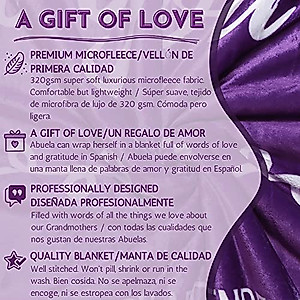 FILO ESTILO Mothers Day Gifts for Abuela in Spanish, Abuela Blanket, Feliz Dia de las Madres, Regalos para Abuela en Español for Birthday/Cumpleaños from Los Nietos, 60x50 Inches (Purple, Fleece)