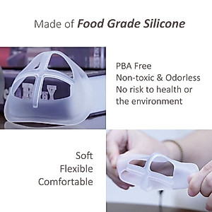 Silicone Mask Bracket Inner Support Frame for Homemade Cloth Mask Cool Mask Hack More Space for Comfortable Breathing Washable Reusable, 3pcs Clear