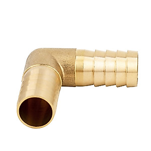 Yoebor Brass Hose Barb Fitting 90 Degree Elbow, 5/8" Barbed x 5/8" Barbed, Fuel/Air/Water/Boat/Gas/Oil WOG (Pack of 2)