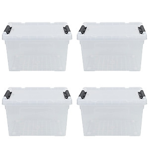 Afromy 4-Pack 50 Quart Large Clear Storage Box, Plastic Storage Latch Bin