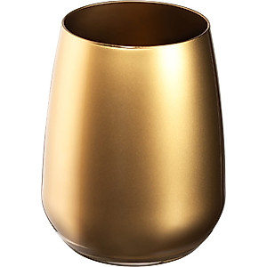 Barski Tumbler Glass - Double Old Fashioned - Set of 6 Glasses - Gold DOF Rock tumblers - Stemless Crystal Glass For Whiskey - Bourbon - Beverage - Drinking Glasses - 13 oz. - Made in Europe