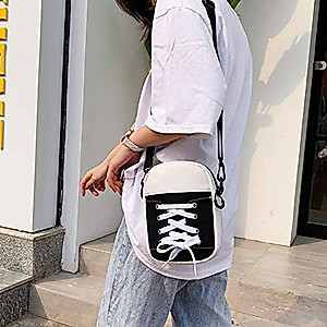 Rebecca Crossbody Bags for Women Girls Lace Up Canvas Shoulder Bag School Travel Students Bag (Black)