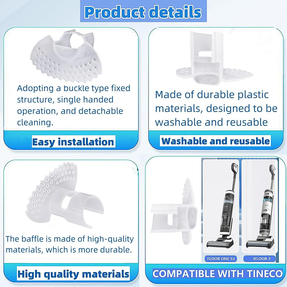 Wet Dry Vacuum Cleaner Dirt Water Tank Lid,Wet Dry Vacuum Cleaner Accessories,Replacement Part Compatible for Tineco Floor ONE S3 Dirt Water Tank Lid IFloor 3 Breeze(Washable and Reusable)