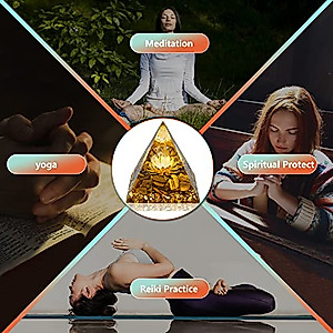 Polbik Orgone Pyramid Crystal Healing Stone Energy Generator Healing Crystals Chakra Crystal Healing Meditation Crystal Sphere Orgonite Pyramid Crystal Women Gift (Tiger's Eye&white Crystal)