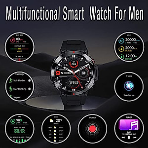 Smart Watch for Men,20m Waterproof Rugged Outdoor Smartwatch with Bluetooth Call 400mAh Battery Life Fitness Watch 1.65" HD Display,100+ Sports Modes Fitness Tracker,for iOS Android Phone,45Black