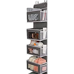 Over The Door Hanging Storage Organizer for Toys, Clothes, or Toiletries with Spacious Pockets for Bedroom, dorm, Nursery, etc by DLC ESSENTIALS (Gray)