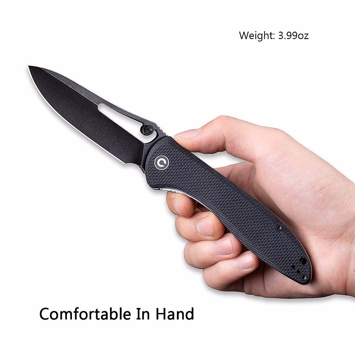 CIVIVI Picaro Folding Pocket Knife, Utility Knife with Thumb Stud Opening, 3.94" Black Stonewash Blade and Coarse G10 Handle, Outdoor Knife Ideal for Hiking, Camping, Hunting C916D (Black)